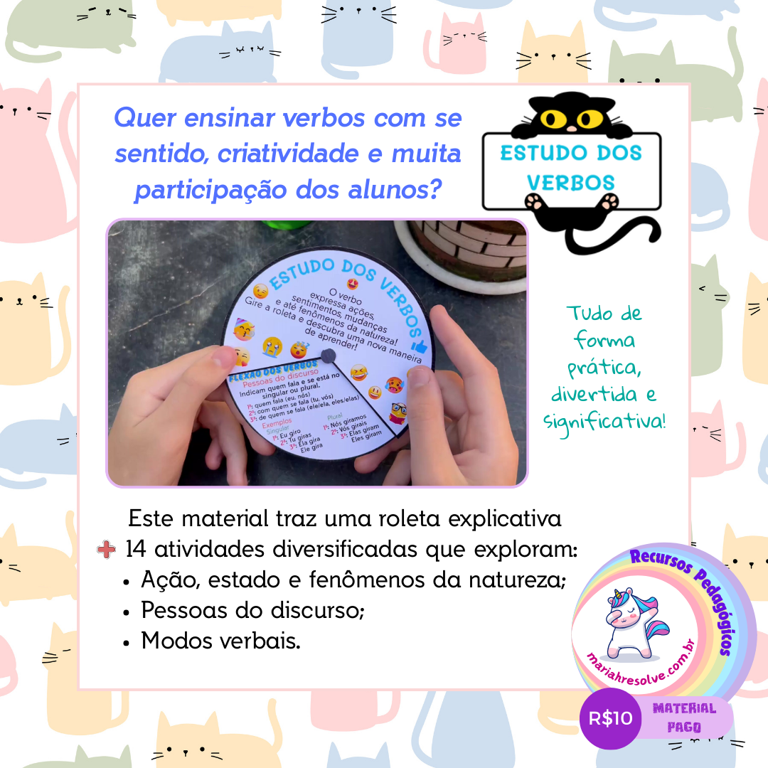 Estudo do verbo: Roleta (morfologia) – Mariáh Resolve!